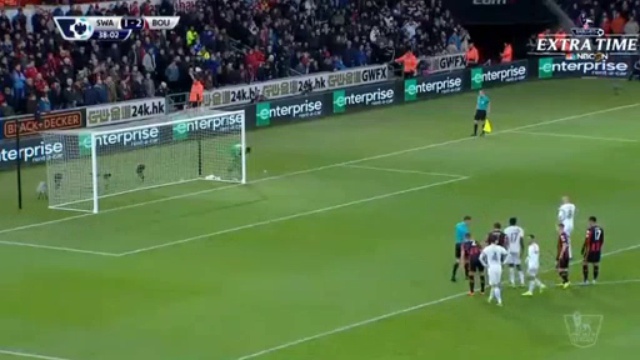 Swansea 2-2 Bournemouth - Goal by D. Gosling (26')