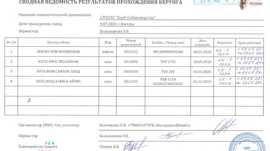 Кёрунг ЭНГЕЛЬС сб 09 июл`22 (Э.Большакова) 4 собаки