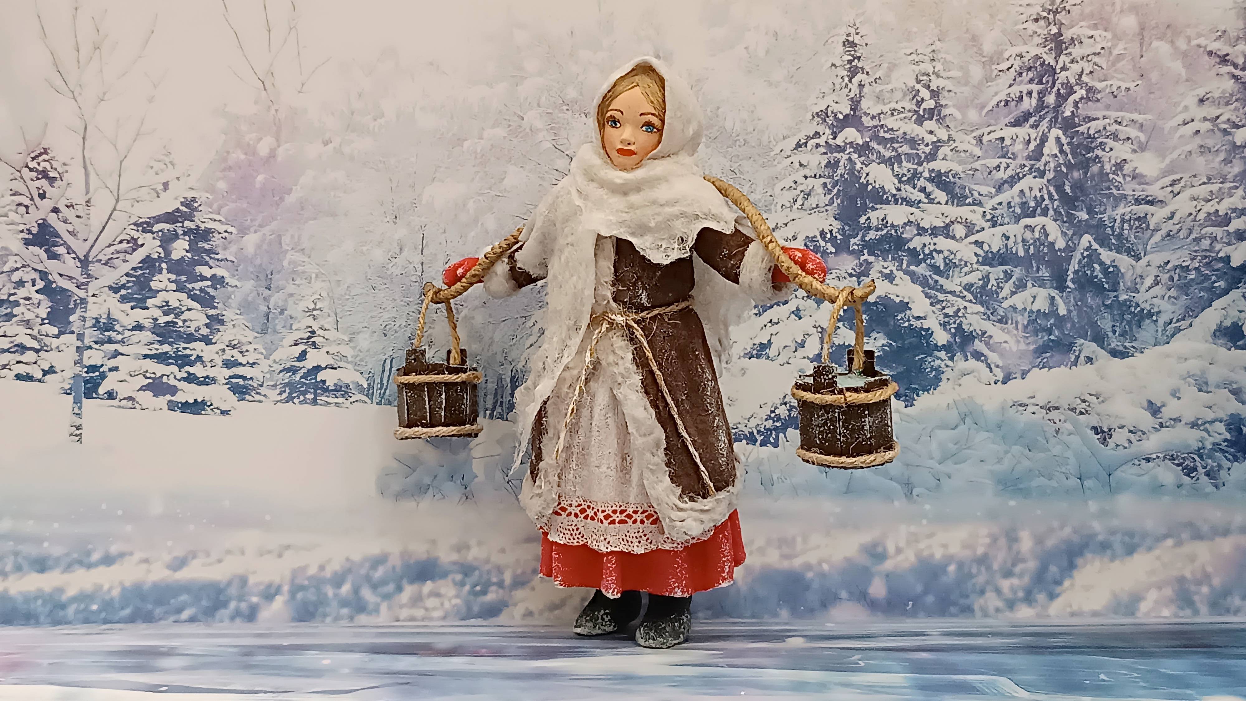 Ватная игрушка ″Девушка с коромыслом″