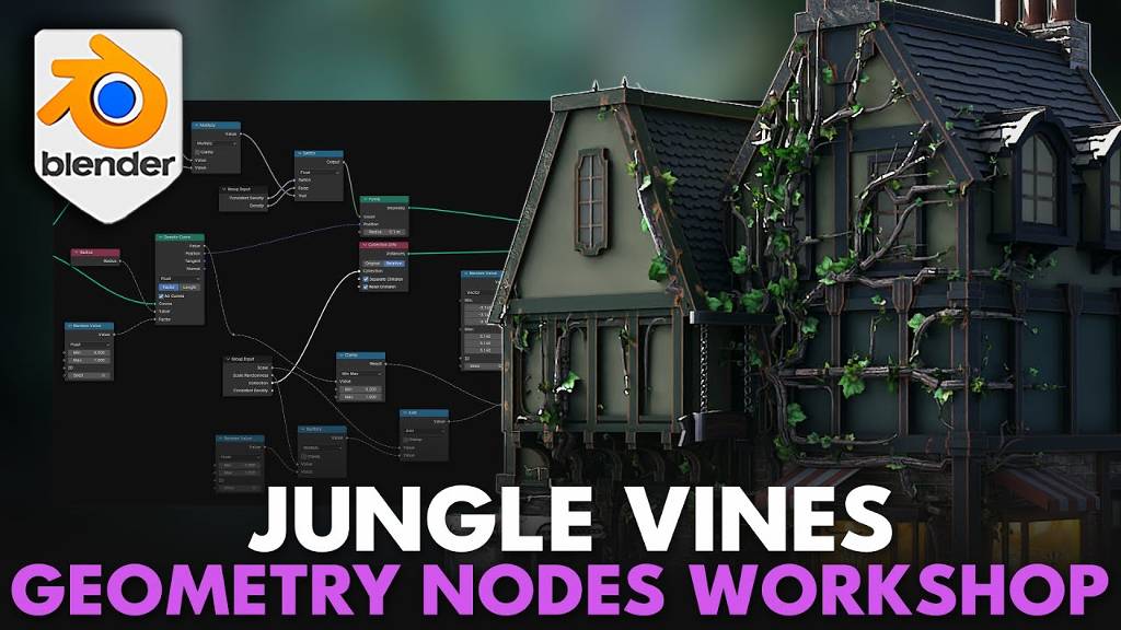 BLENDER | Geometry Nodes Jungle Vines видео уроки Blender