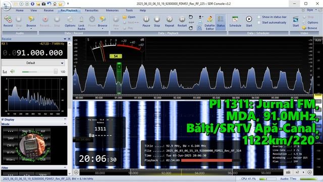 03.06.2025 17:06UTC, [Es], Jurnal FM, Молдавия, Бельцы, 91.0МГц, 1122км