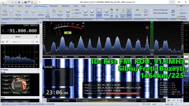 03.06.2025 20:06UTC, [Es], Kiss FM, Румыния, 91.8МГц, 1464км, 350Ватт
