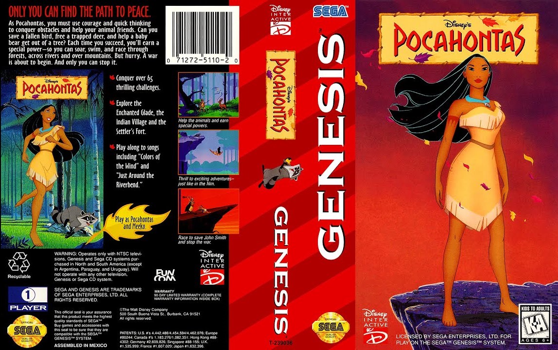 Sega Mega Drive 2 (Smd) 16-bit Pocahontas / Покахонтас Полное Прохождение / Long Play